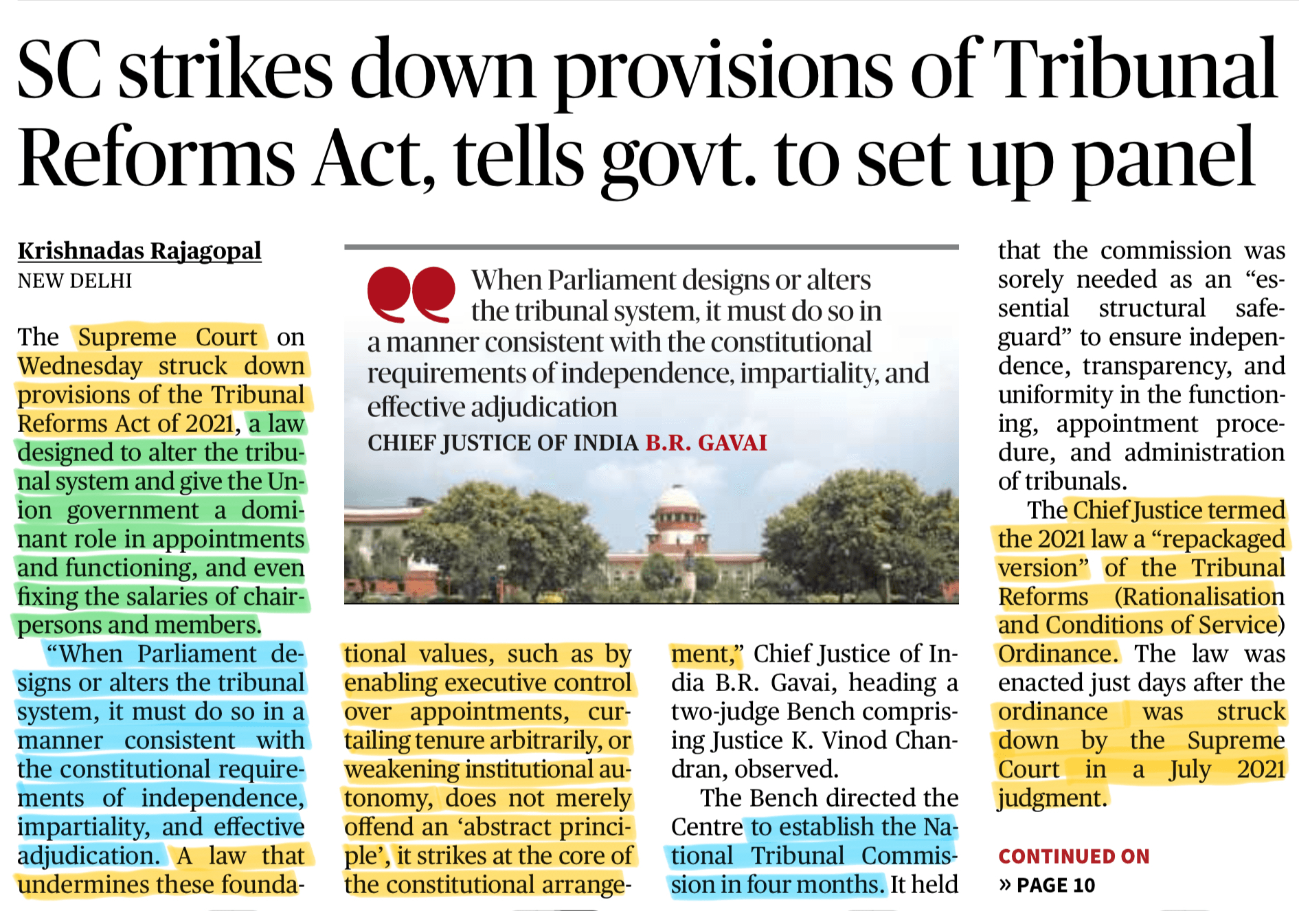 Tribunal Reforms Act UPSC | SC Strikes Down Provisions Over Executive ...