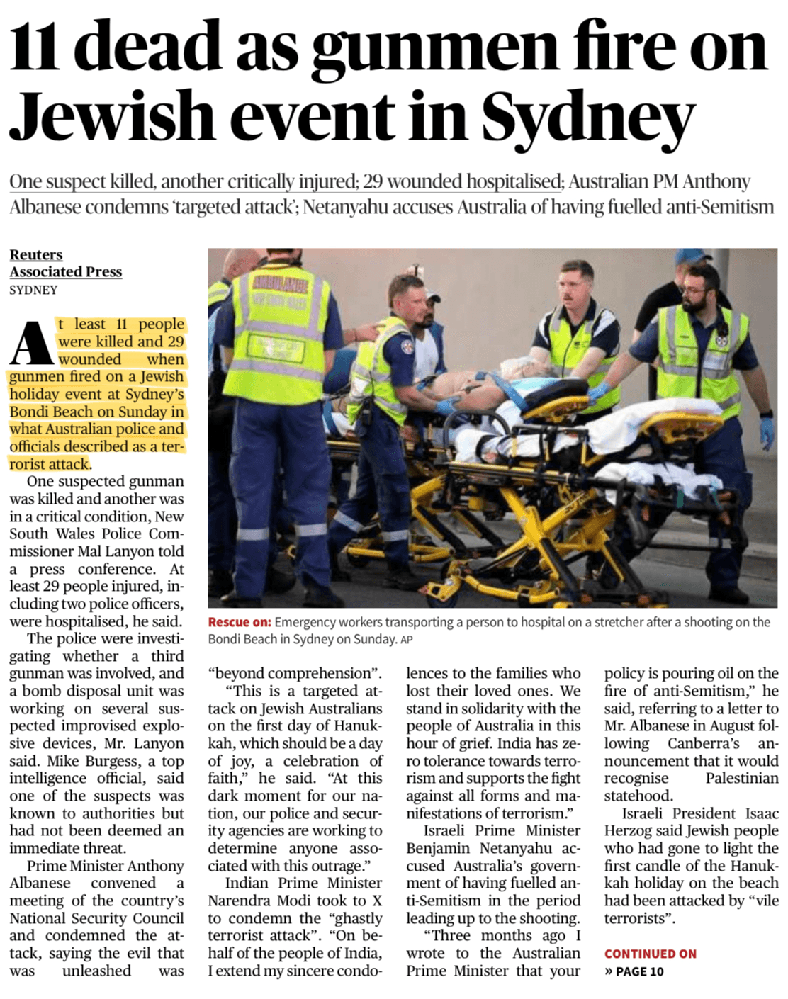 Sydney Jewish Event Gun Attack Leaves 11 Dead | GS3 » UnderStand UPSC