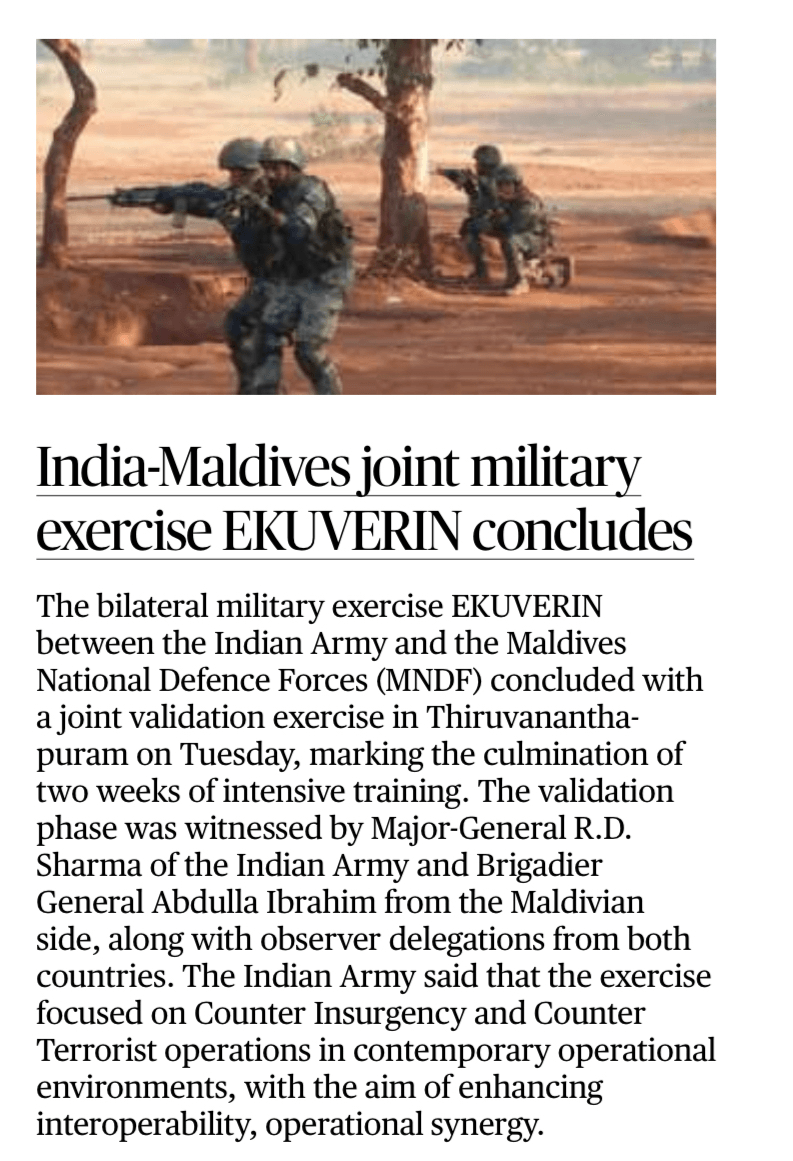 India Maldives Military Exercise EKUVERIN Concludes | GS3 Defence ...