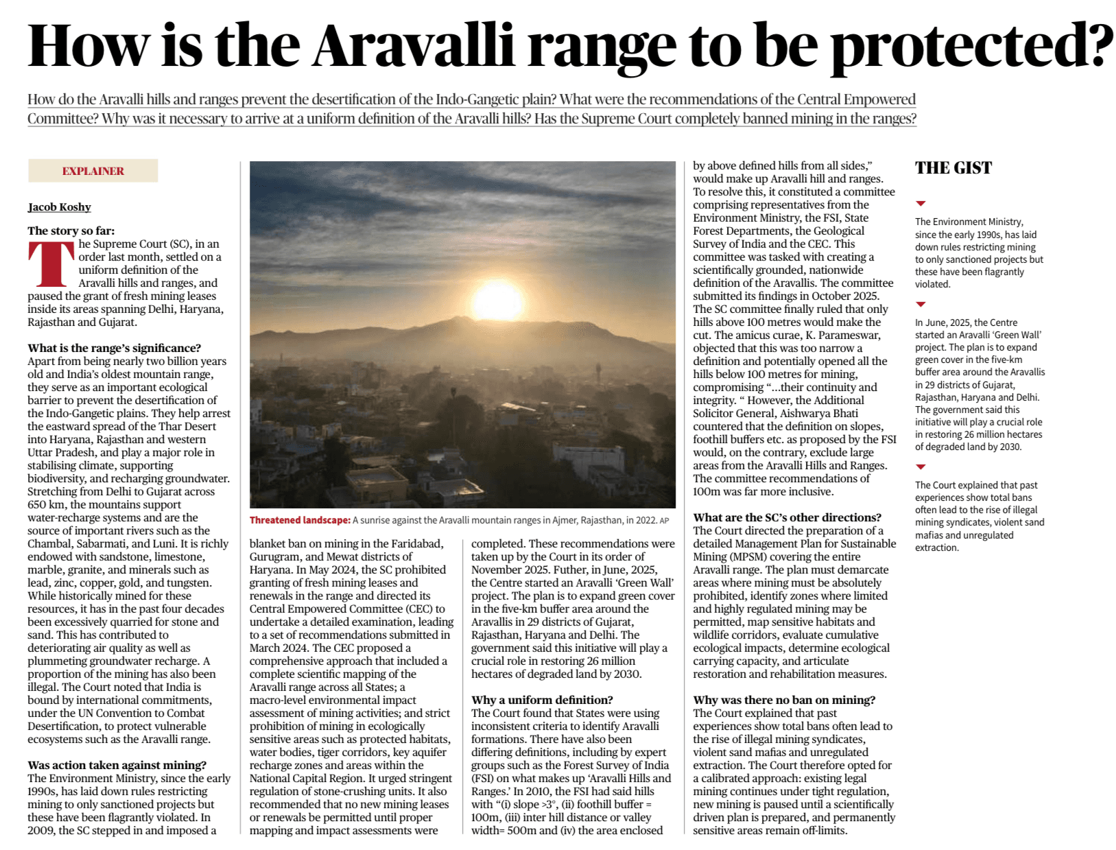 Aravalli Range Conservation: Measures To Protect India’s Oldest Hills ...