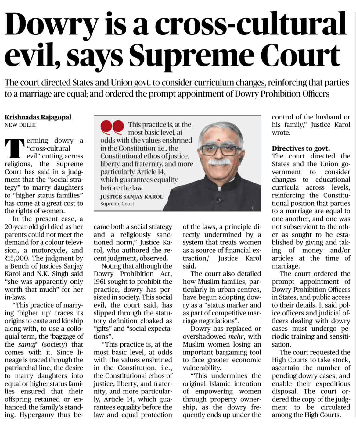 Dowry System Is A Cross-Cultural Evil, Says Supreme Court » UnderStand UPSC