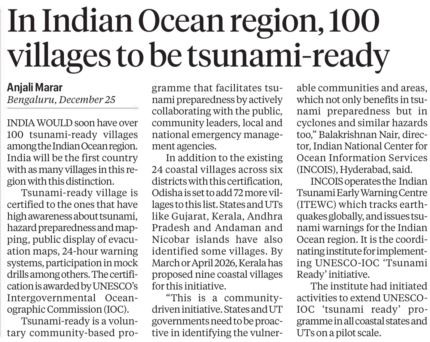 Indian Ocean Tsunami Preparedness: 100 Villages To Be Made Tsunami ...