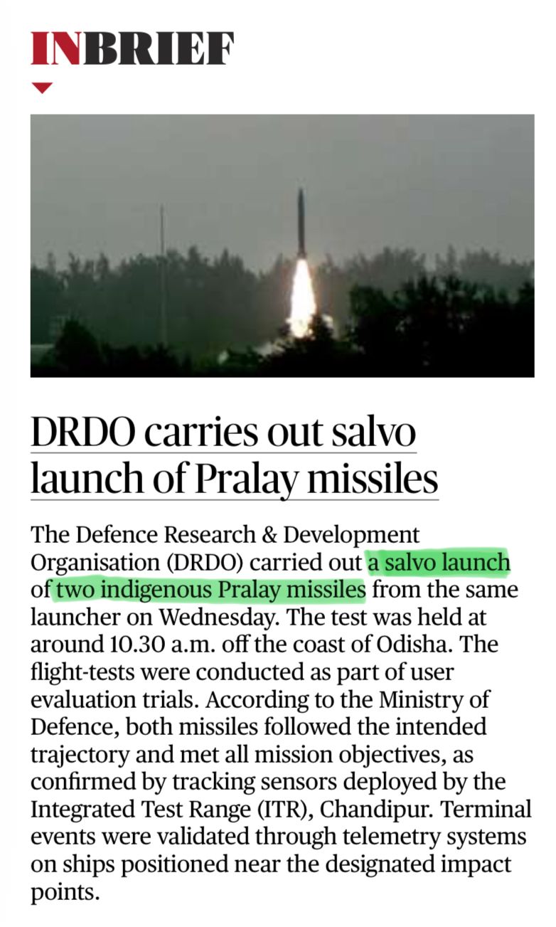 Pralay Missile Salvo Launch By DRDO » UnderStand UPSC