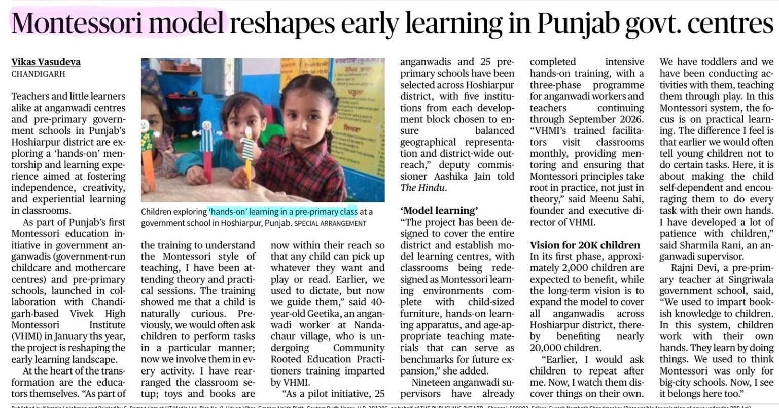 Montessori Method: Punjab Adopts Child-Centred Early Learning Model ...